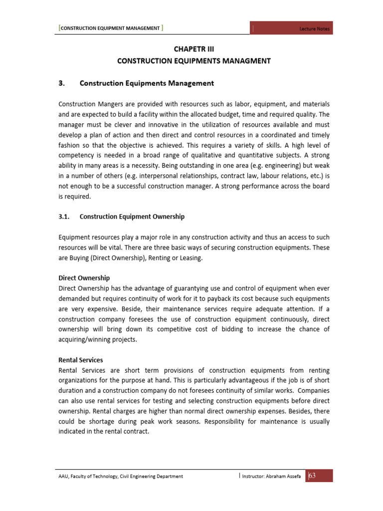 Construction Equipment Management | PDF | Depreciation | Mathematical Optimization
