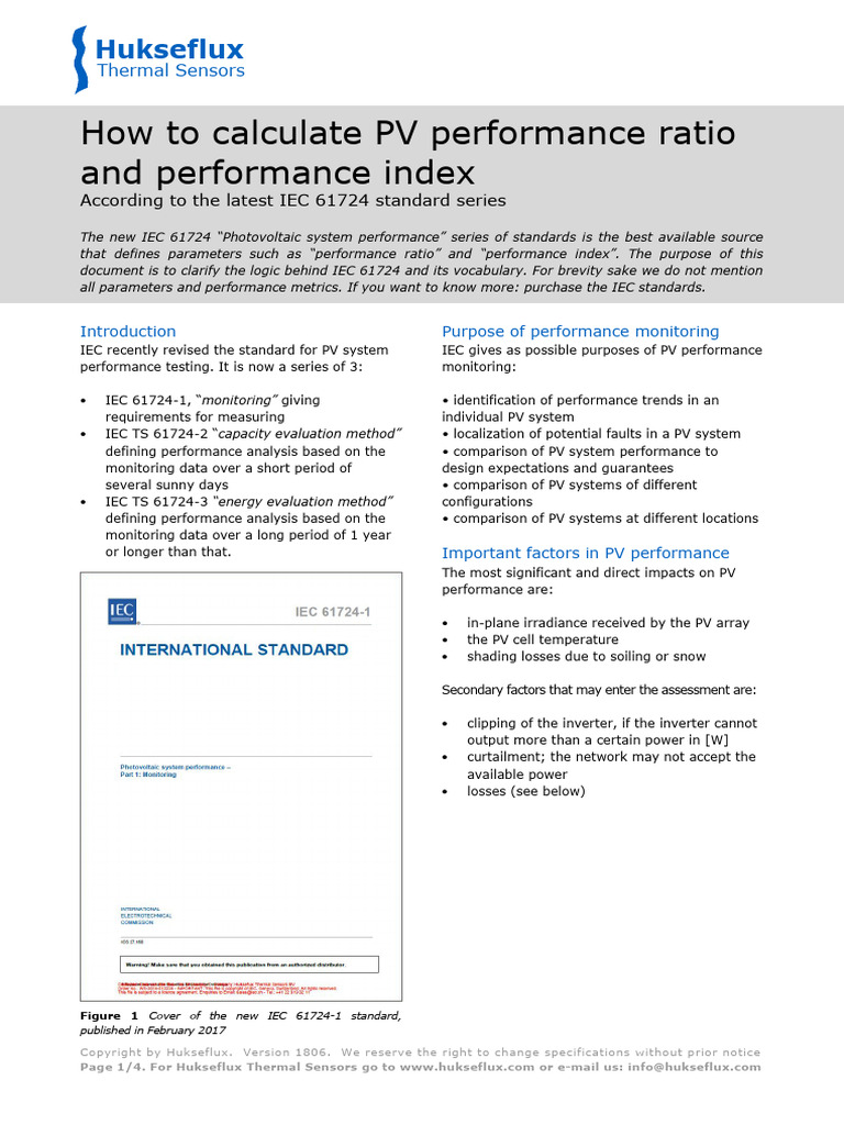Note-How To Calculate PV Power Plant Performance Ratio and Performance Index v1806 | PDF ...