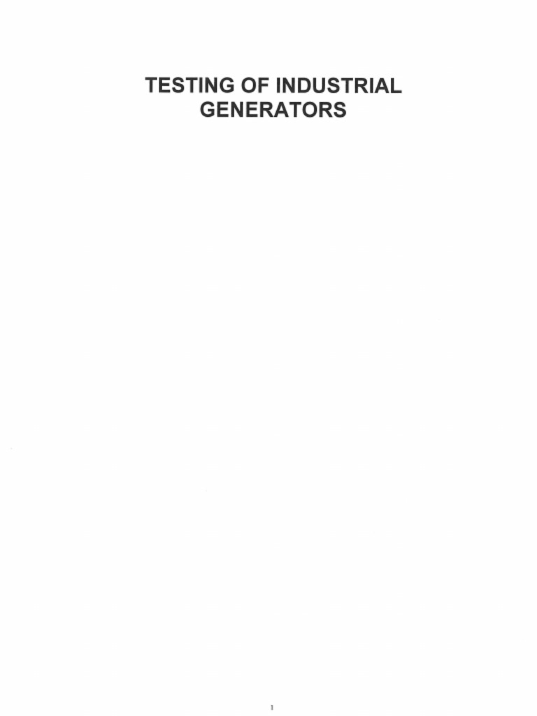 3.0 Testing of Industrial Generators | PDF