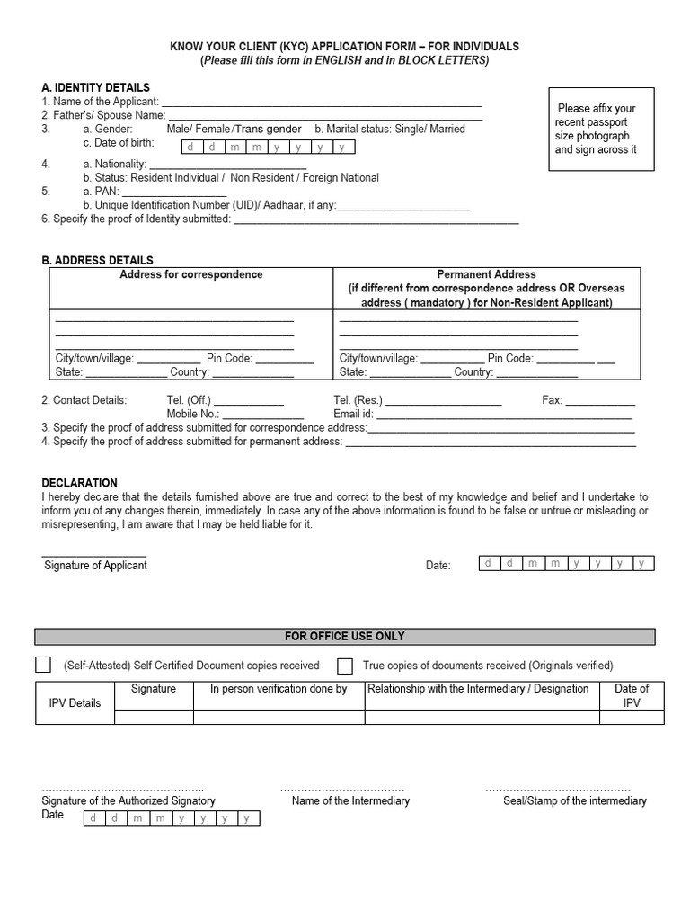 KYC Individual Revised | PDF | Identity Document | Signature KYC Individual Revised | PDF | Identity Document | Signature