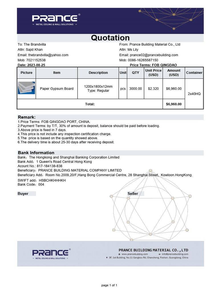 Prance PGB Quo 0825 | PDF