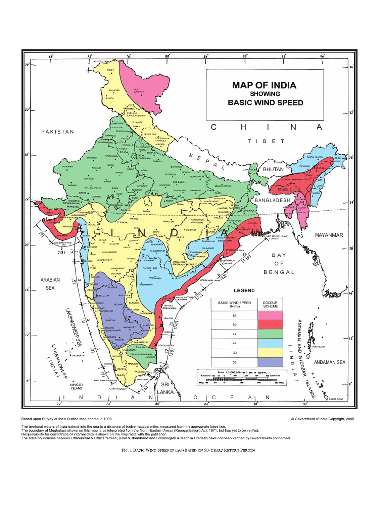 India Wind Speed Zones Map | PDF
