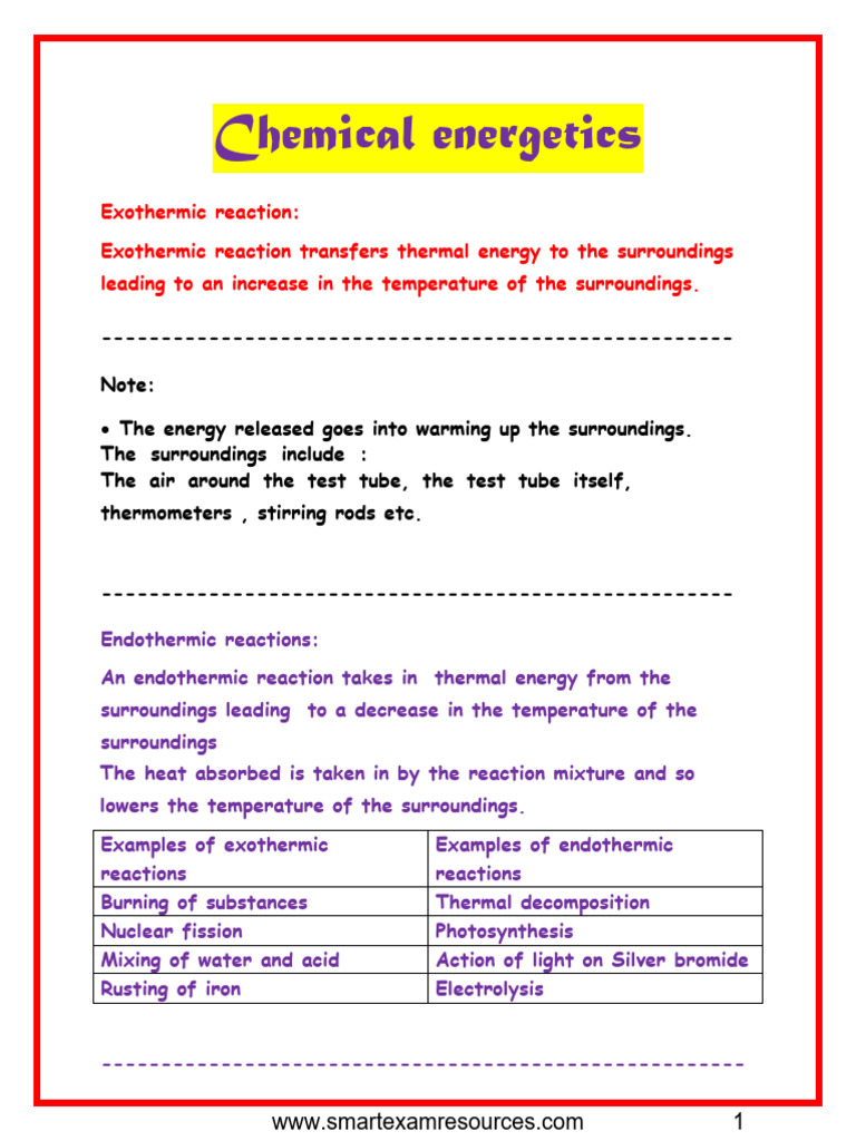 5..1-Endothermic-And-Exothermic Reactions | PDF | Chemical Reactions ...