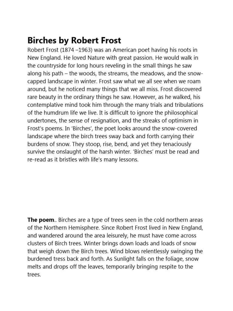 BIRCHES | PDF | Trees | Poetry