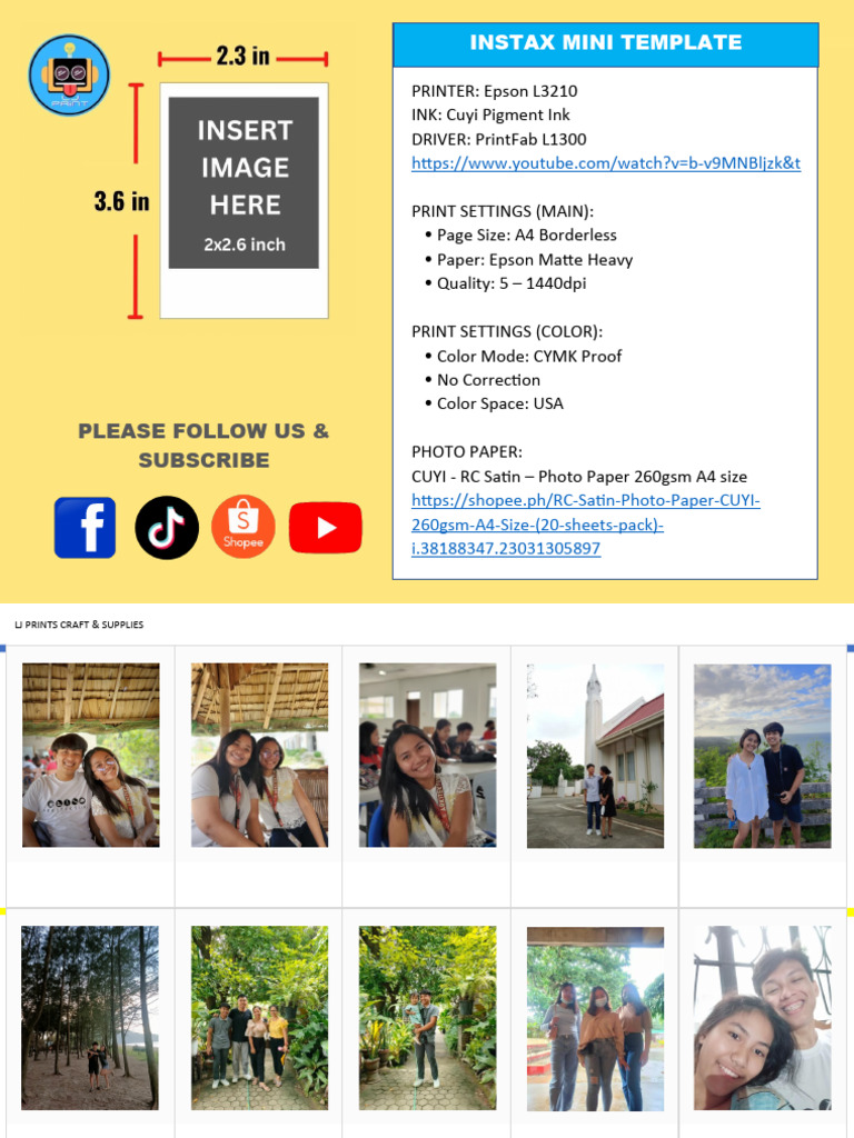 Instax Mini Template | PDF