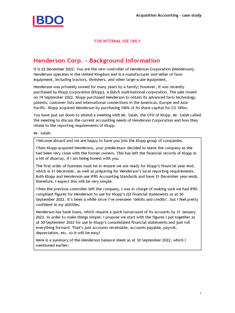 Case Study Audit - IFRS Version | PDF | Balance Sheet | International ...