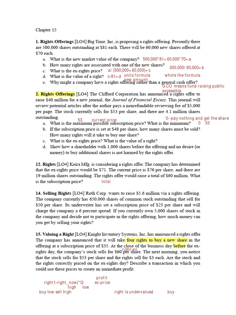 Rights Offerings and Convertible Bonds Analysis | PDF | Bonds (Finance) | Convertible Bond