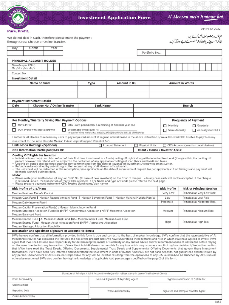 Investment Form | Download Free PDF | Investment Fund | Investing