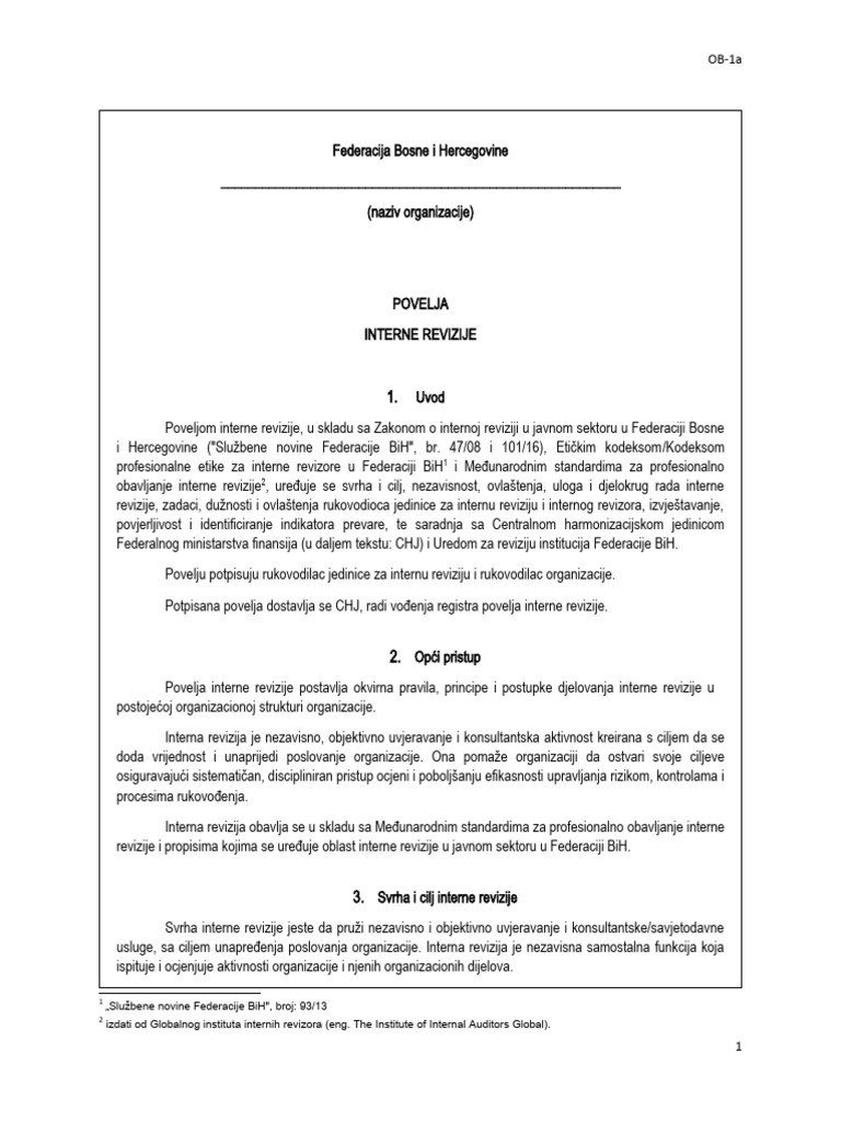 OB 1a Povelja IR Nova - Bos | PDF