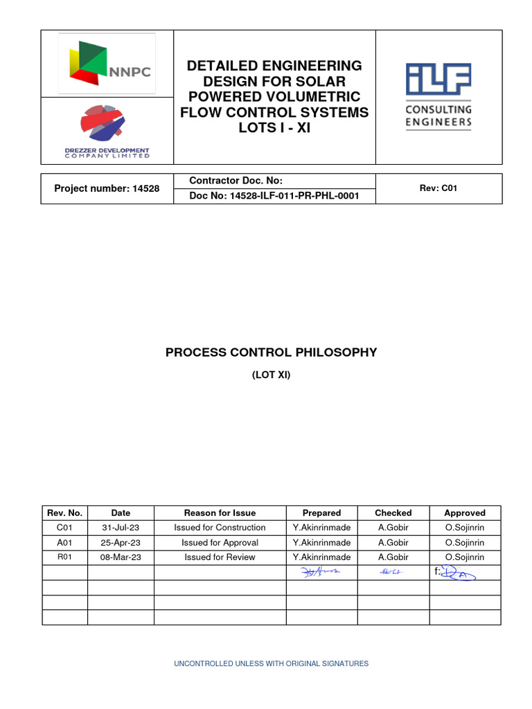 14528-ILF-011-PR-PHL-0001 - C01 - Process Control Philosophy | Download Free PDF | Flow ...