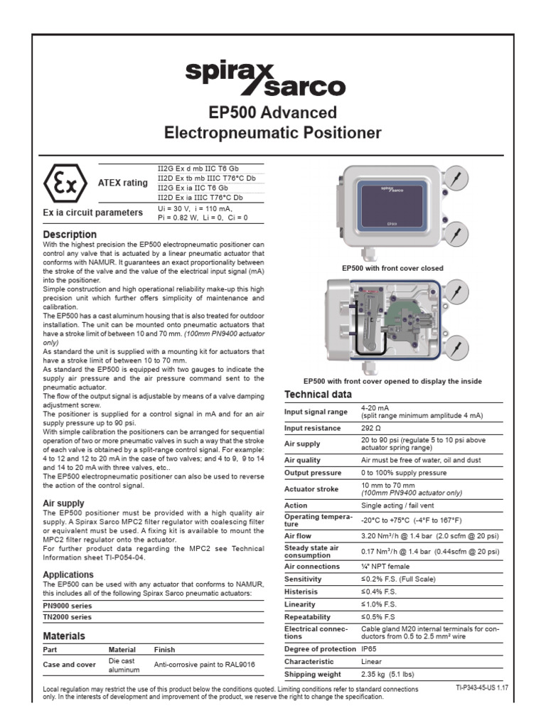 EP500 Advanced Electropneumatic Positioner: Description | PDF ...