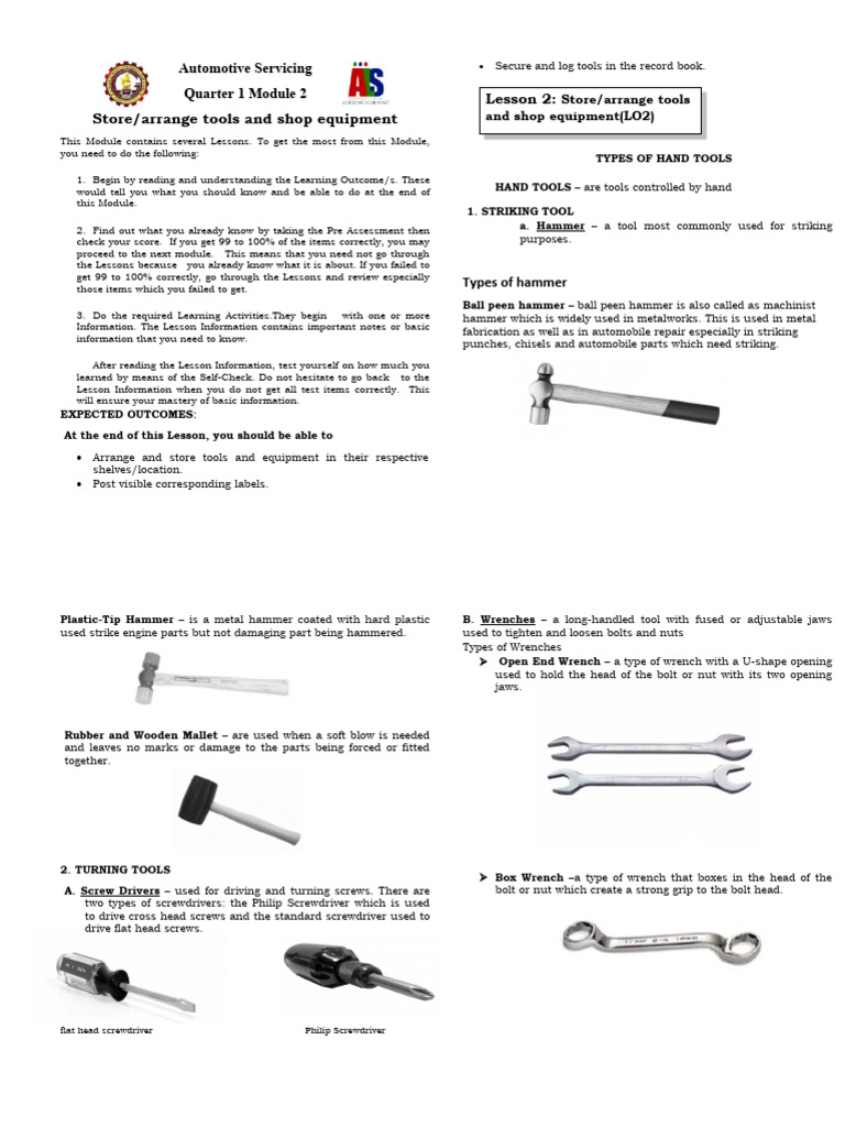 Automotive Servicing Module 2 | PDF | Drill | Screw