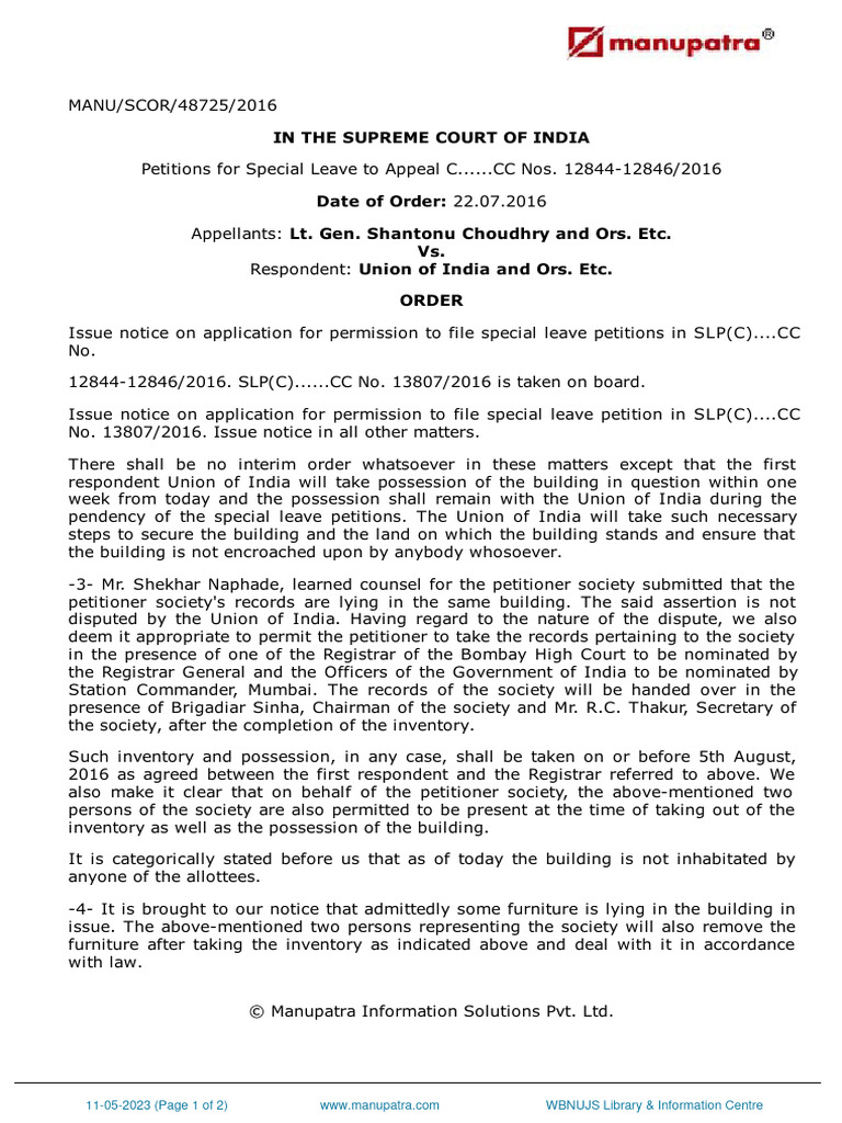 Supreme Court Order on SLP Petitions | PDF | Separation Of Powers | Common Law