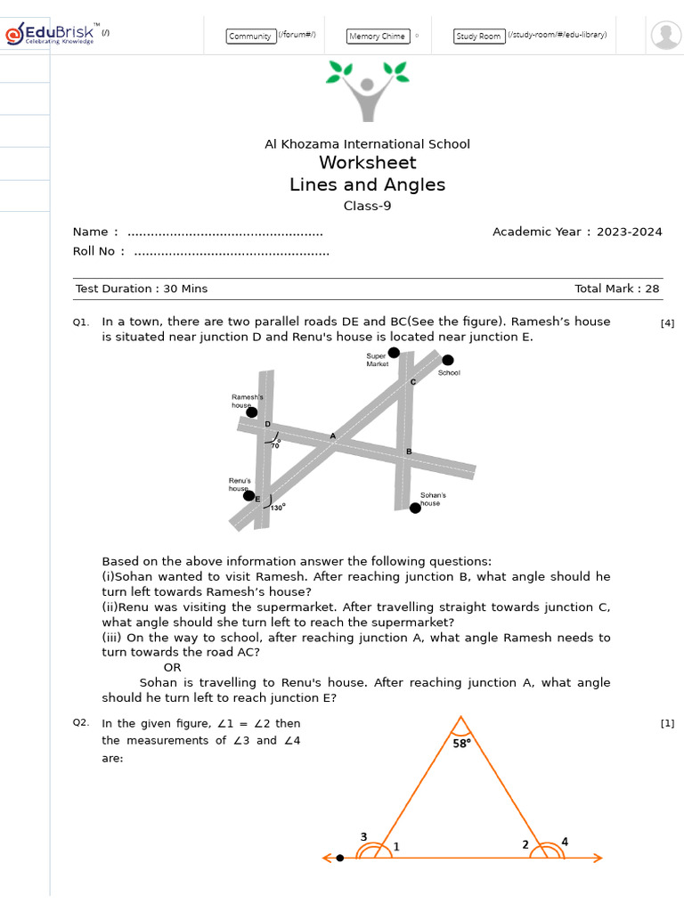 Lines and Angles | PDF | Angle | Rectangle
