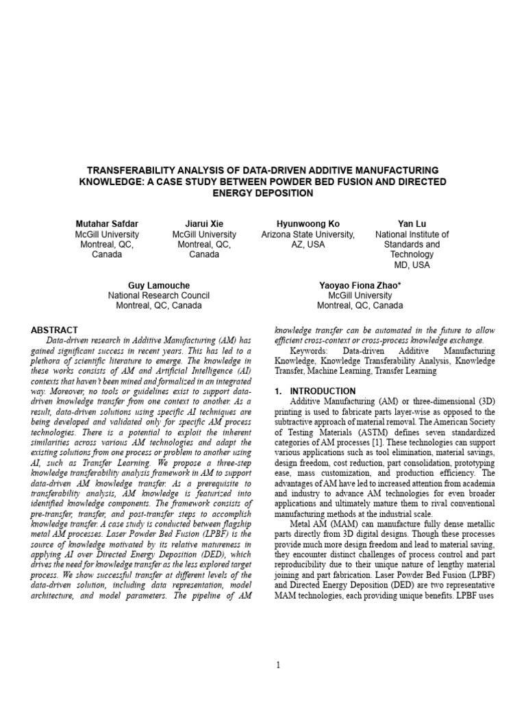 Transferability Analysis of Data-Driven Additive Manufacturing Knowledge: A Case Study Between ...