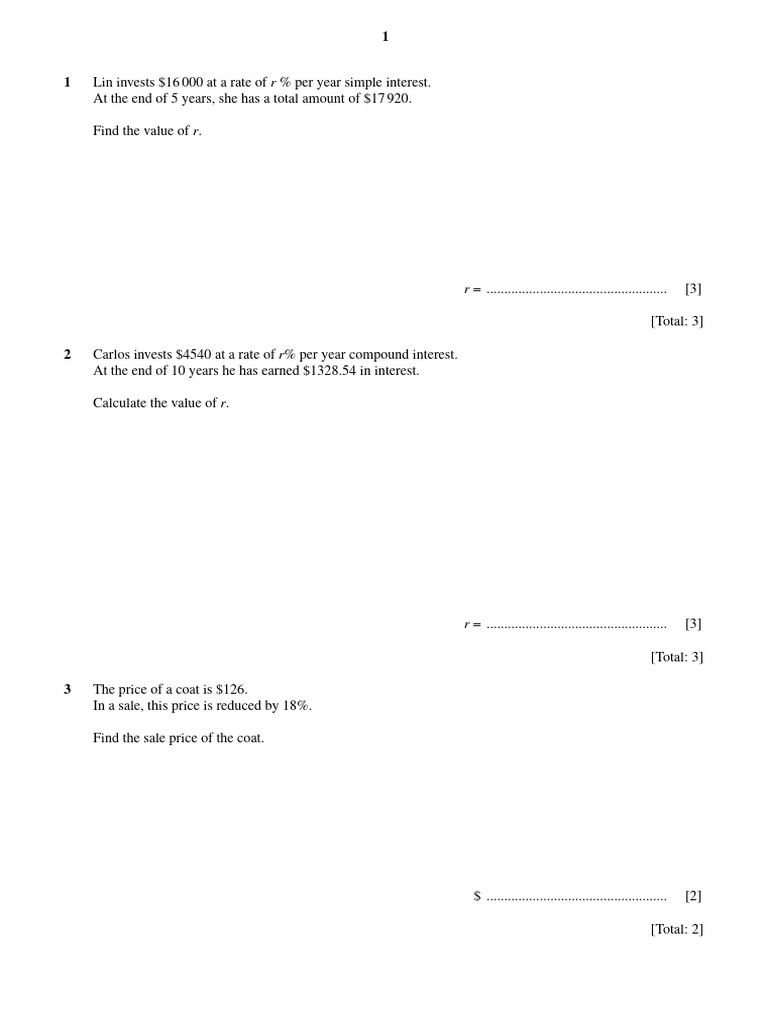IB Percentages Exercise | PDF | Interest | Prices