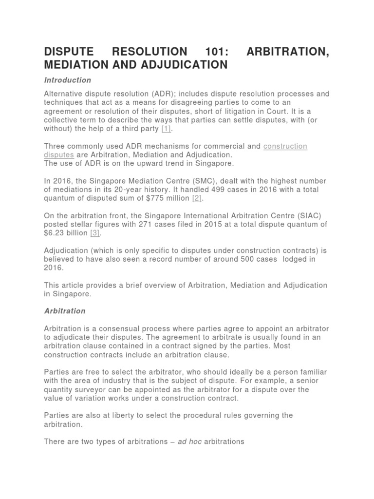 DISPUTE RESOLUTION Methods | PDF | Arbitration | Mediation