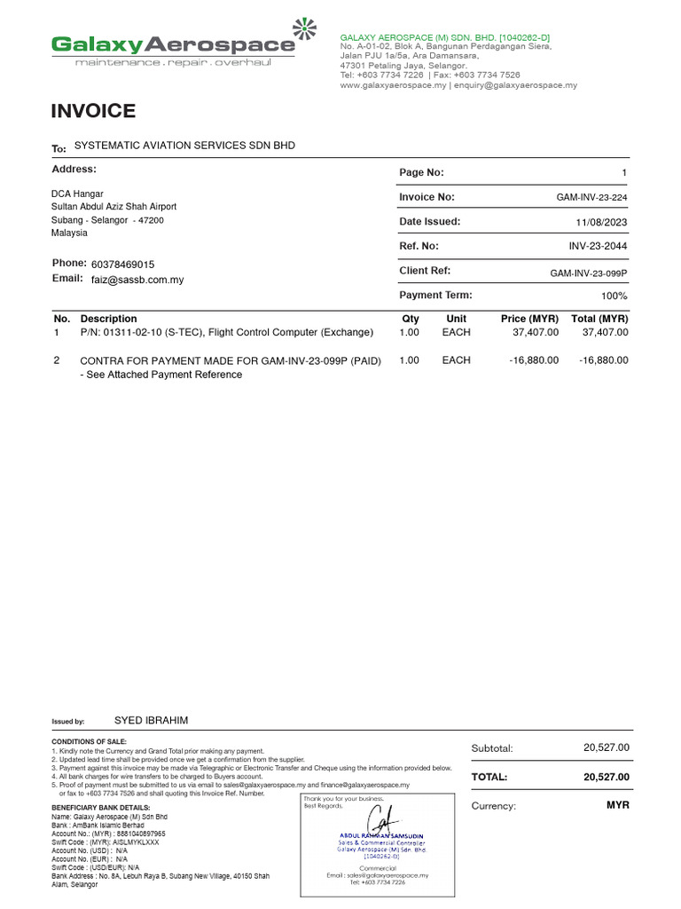 Gam-Inv-23-224 - Sas, Genesys FCC (Exchange) | PDF | Money | Payments