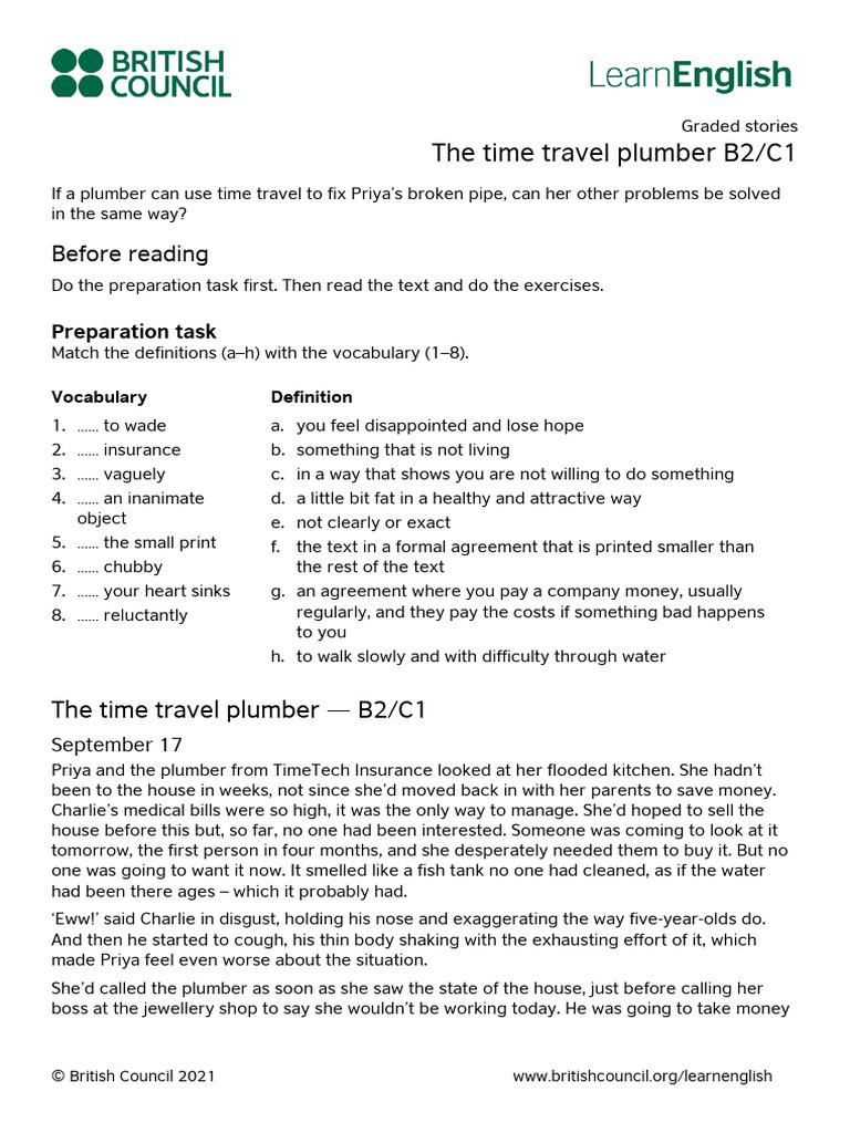 LearnEnglish Graded Stories The Time Travel Plumber B2 C1 | PDF