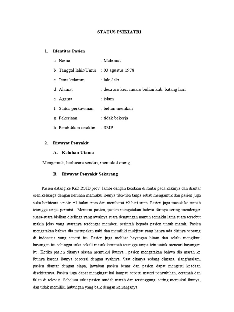 Status Psikiatri Longcase 2 | PDF