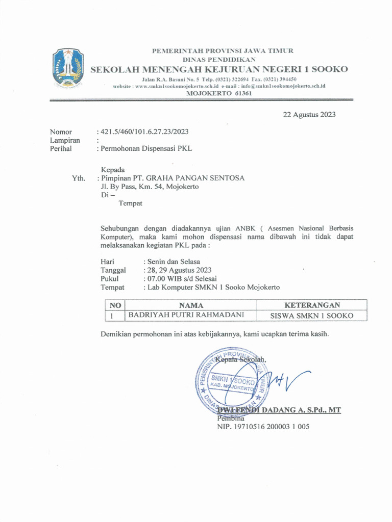 Dispen Anbk PKL Graha Pangan | PDF