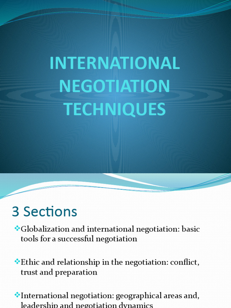 International Negotiation Techniques I | PDF | Negotiation | Motivation