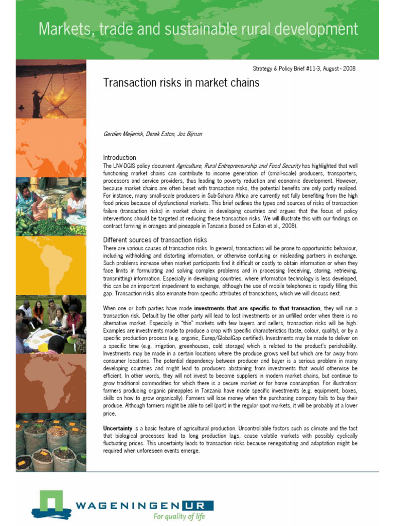 Transaction Risks in Market Chains Policybrief113 - Meijerink - Bijman ...