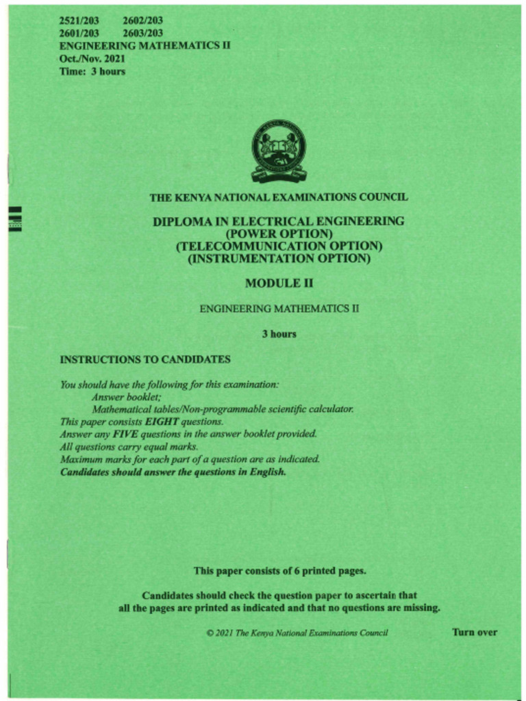 Engineering Mathematics II - Mod II. - Nov 2021 | PDF Engineering Mathematics II - Mod II. - Nov 2021 | PDF