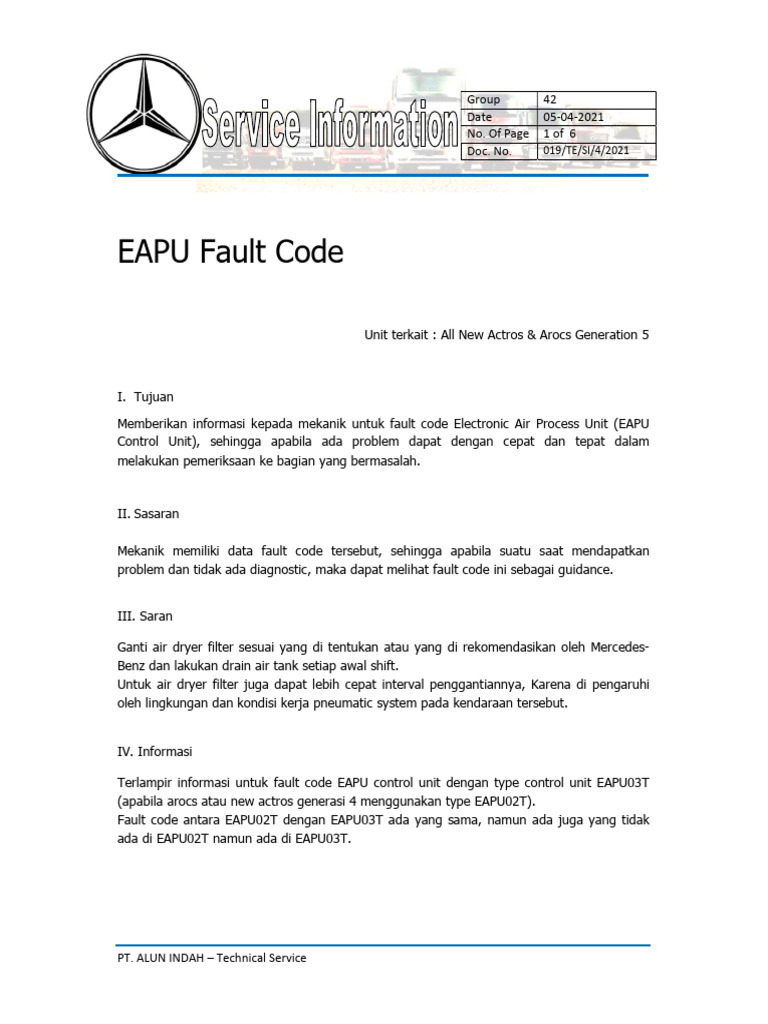 019 SI-TE-EAPU-Fault Code-Gen 5 | PDF