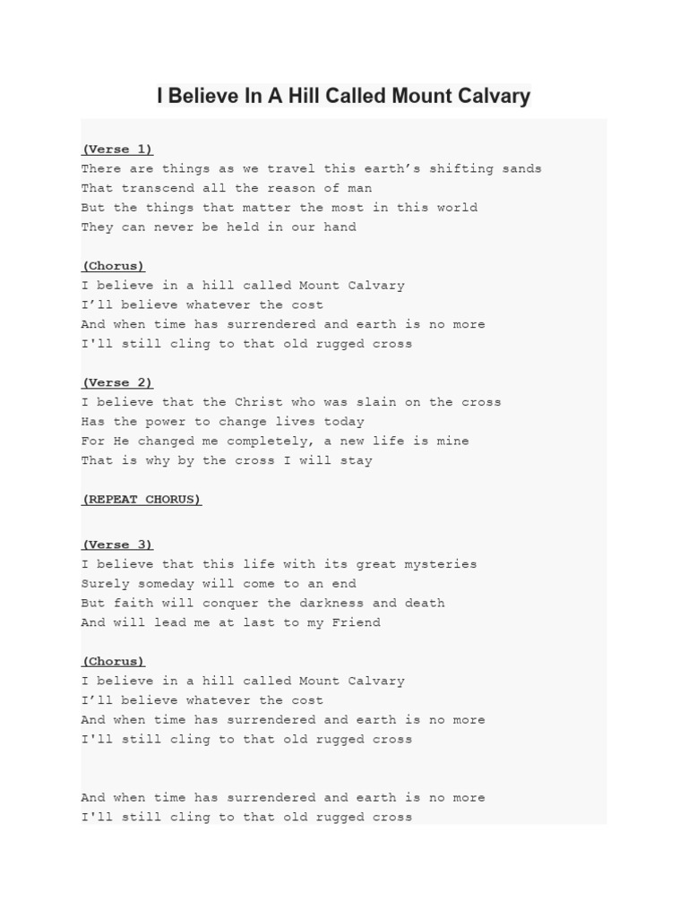 Mount Calvary Hymn Lyrics | PDF | Social Science | Religion & Spirituality