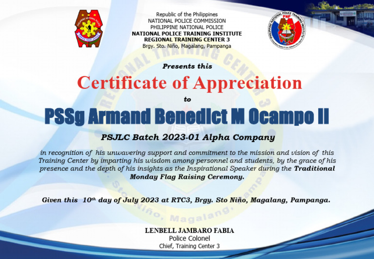 CERTIFICATE Sample | PDF