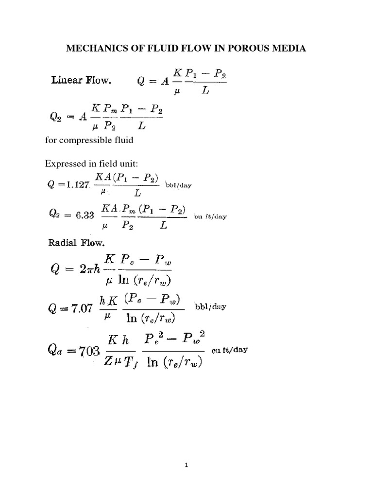 5a Mechanics of Fluid Flow in Porous Media | PDF