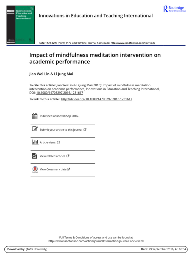 Impact of Mindfulness Meditation Intervention On Academic Performance ...
