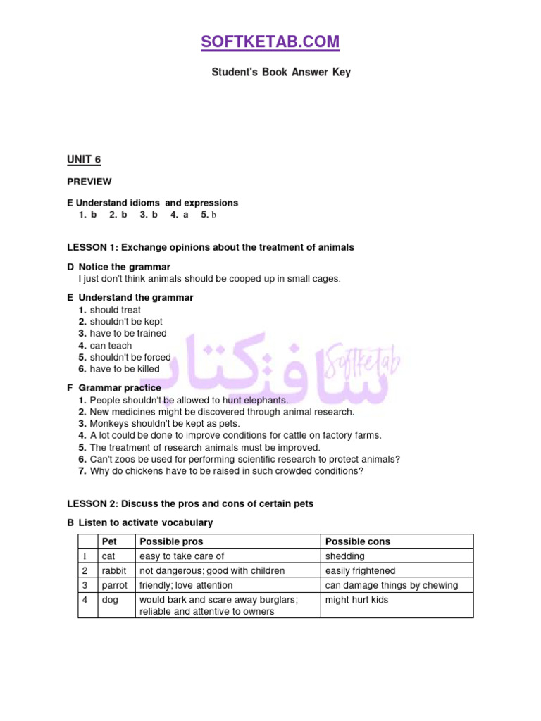 Summit 1b Student's Book Answer Key - Third Edition | PDF | Predation | Dementia