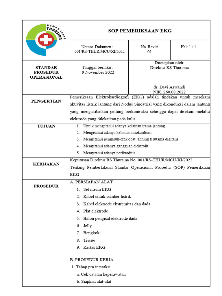 Sop Pemeriksaan Ekg | PDF