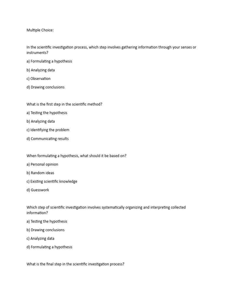 Multiple Choice | PDF | Scientific Method | Hypothesis