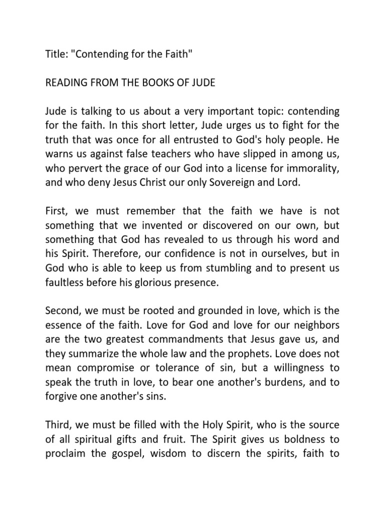 Contending For The Faith | PDF | Faith | Jesus
