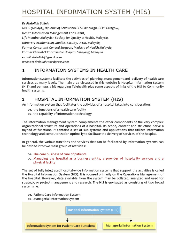 Information Systems in Health Care | PDF | Electronic Health Record | Databases