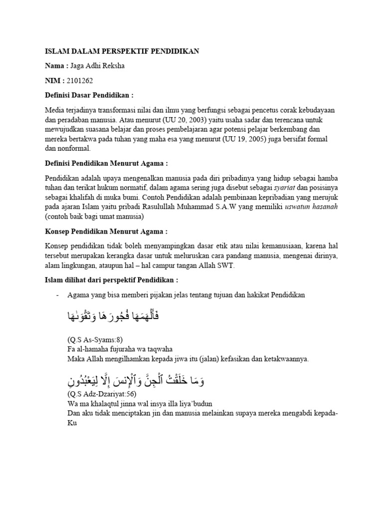 Islam Dalam Perspektif Pendidikan | PDF