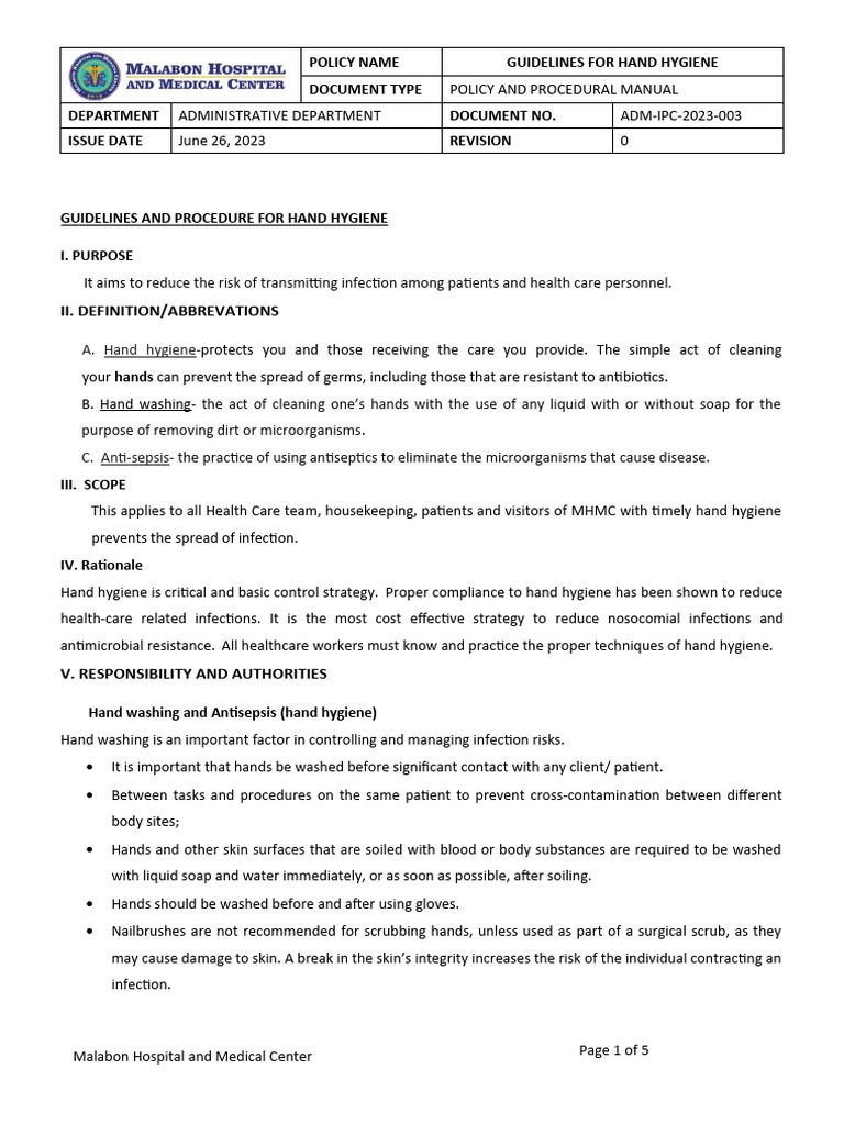 Hand Hygiene | PDF | Hand Washing | Hygiene