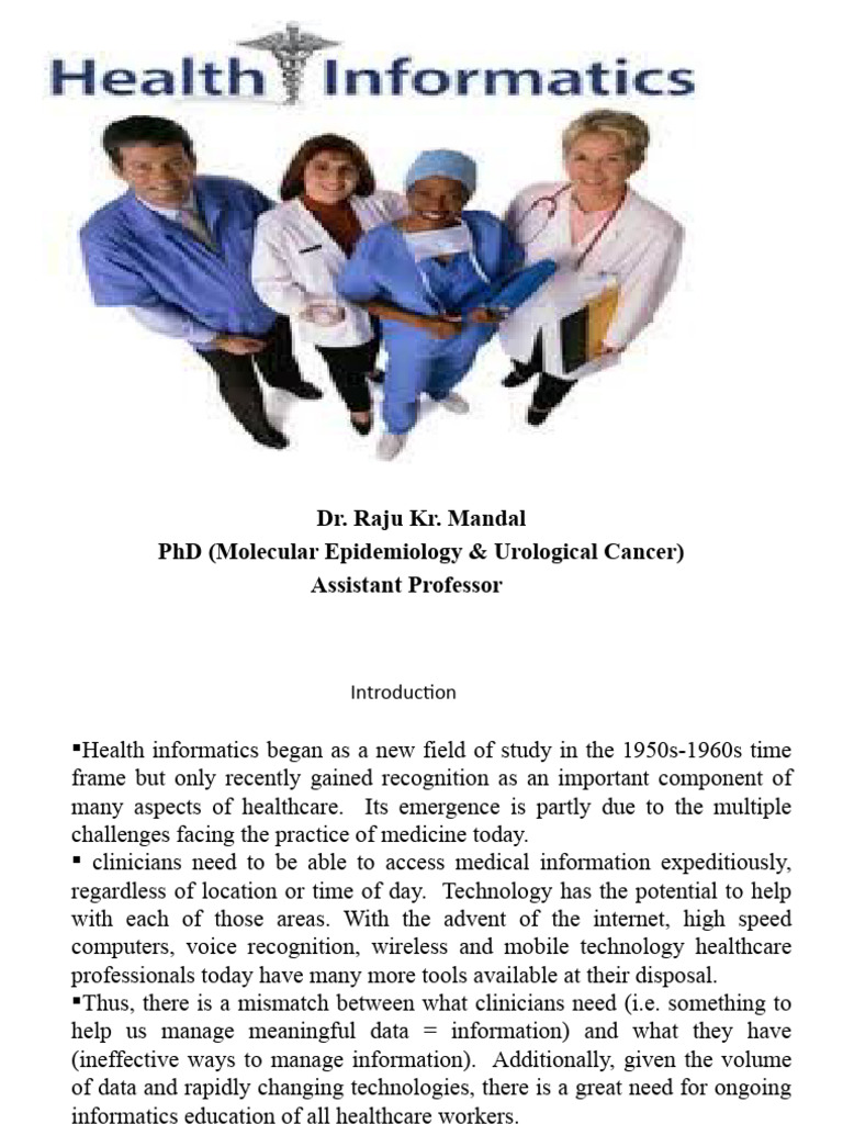 Health Informatics for Clinicians | PDF | Health Informatics ...