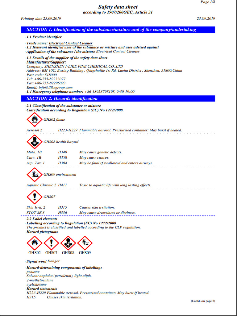 AEROPAK Electrical Contact Cleaner | PDF