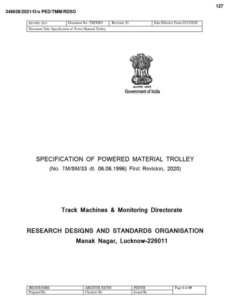 Railway Material Trolley-RDSO | PDF | Specification (Technical Standard ...