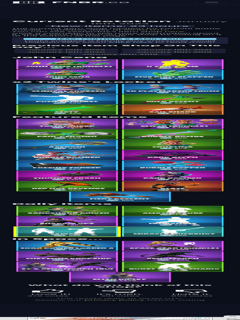 Today's Current Item Shop FNBR - Co - Fortnite Co | PDF