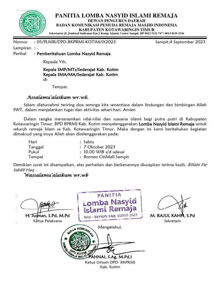 Surat Pemberitahuan | PDF