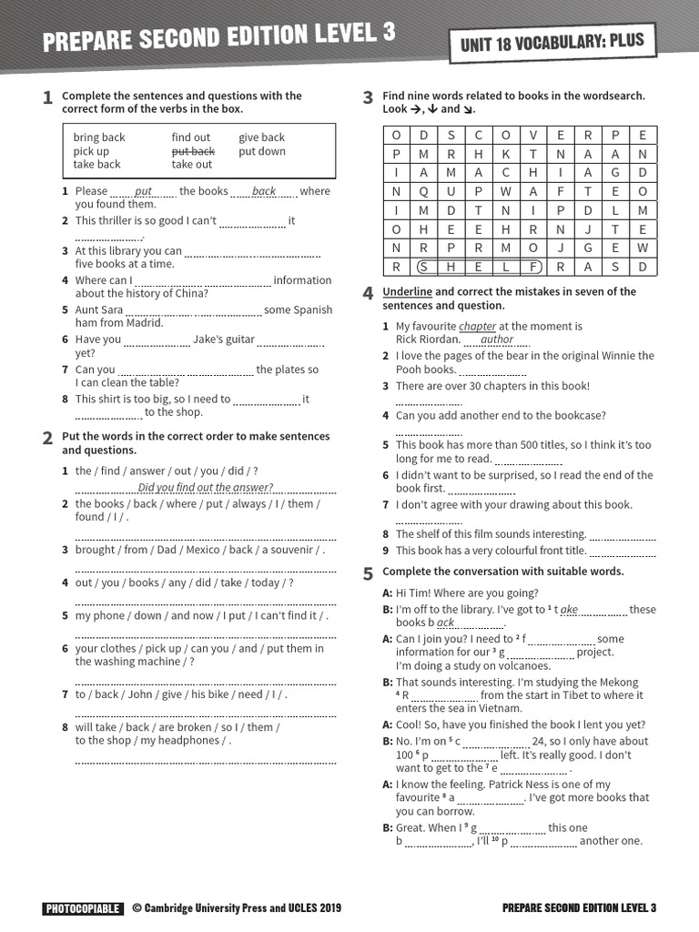 PREPARE 3 Vocabulary Plus Unit 18 | PDF