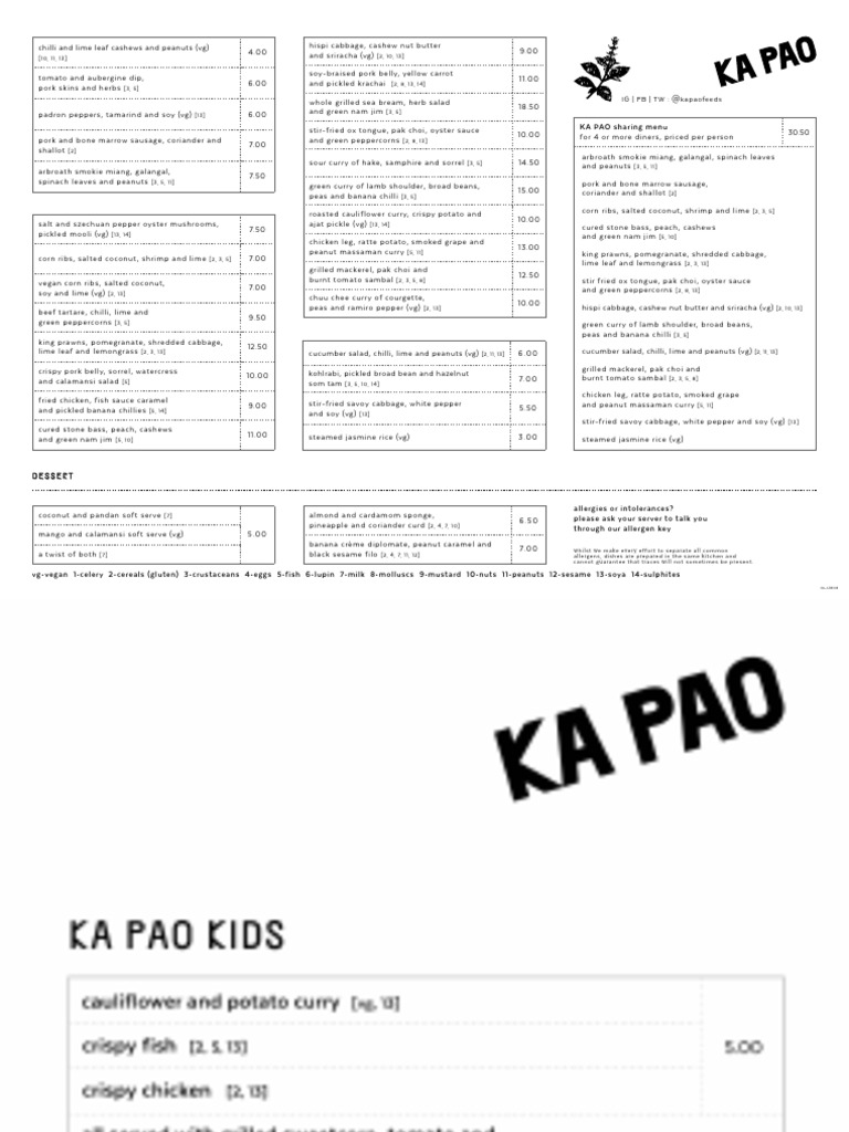 Ka Pao Main Menu | PDF | Pickling | Sauce
