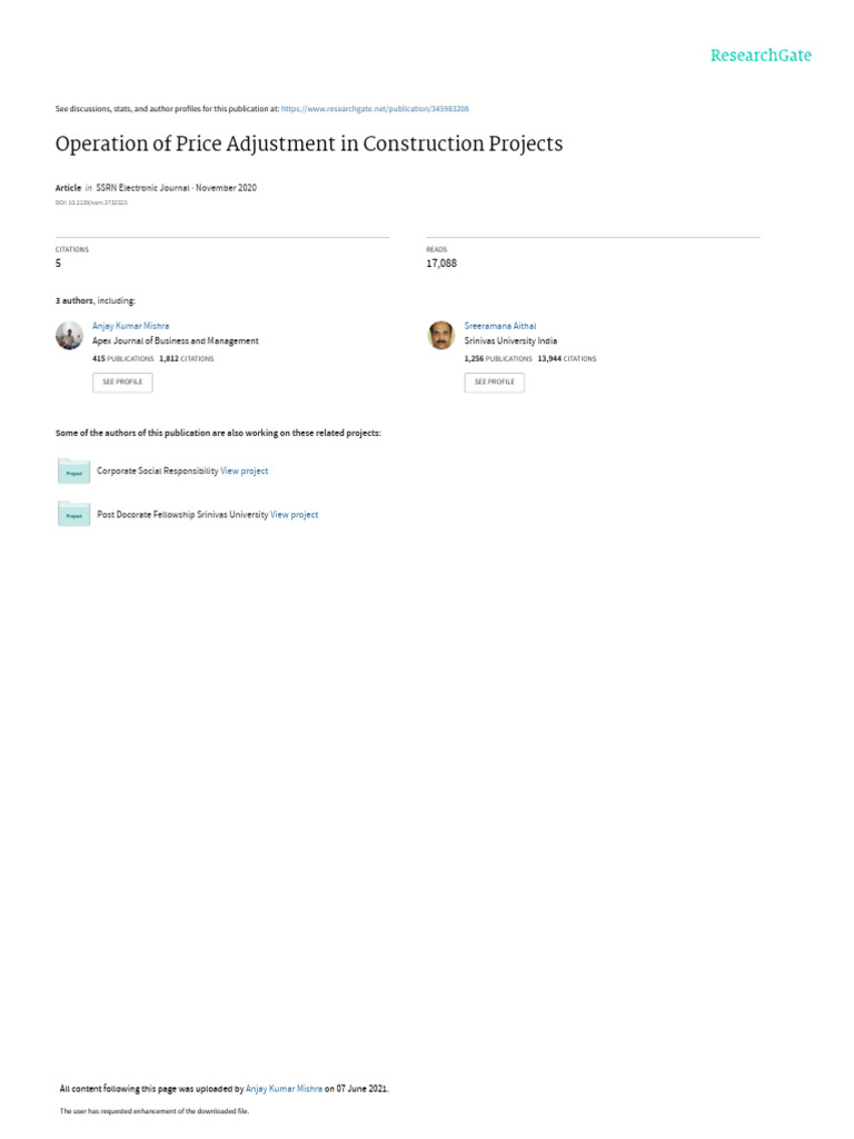 Operation of Price Adjustment in Construction Project | PDF | Index ...