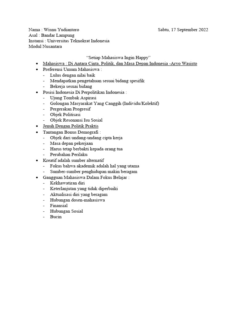 Resume Modul Nusantara - Wisnu Yudiantoro | PDF