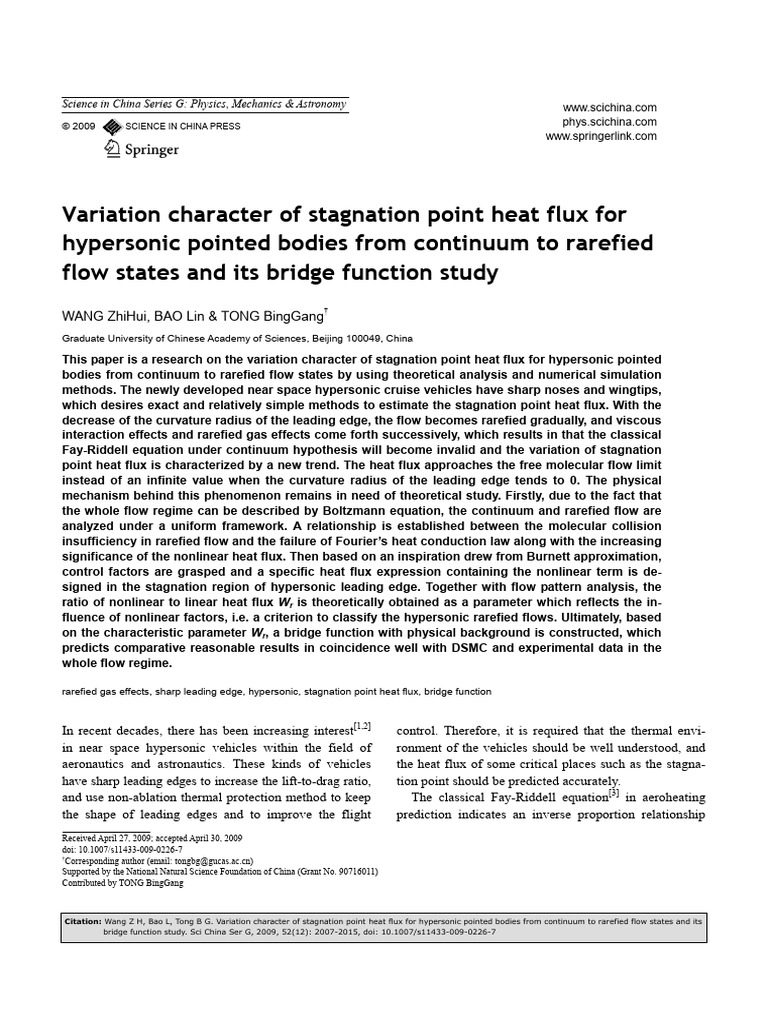 Variation Character of Stagnation Point Heat Flux For Hypersonic ...